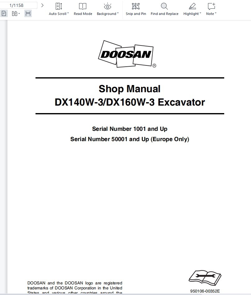 Download trọn bộ tài liệu hướng dẫn sửa chữa máy Doosan (Shop Manual DX)